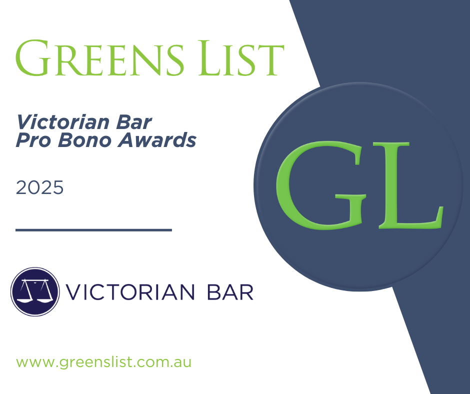 Victorian Bar Pro Bono Awards 2025 | Greens List